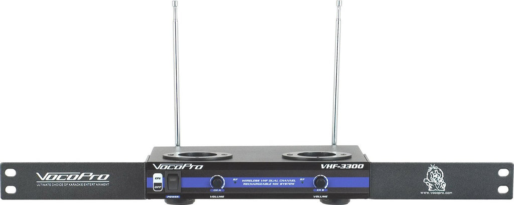VocoPro 2 Channel VHF Rechargeable Wireless Microphone System - VHF330 ...